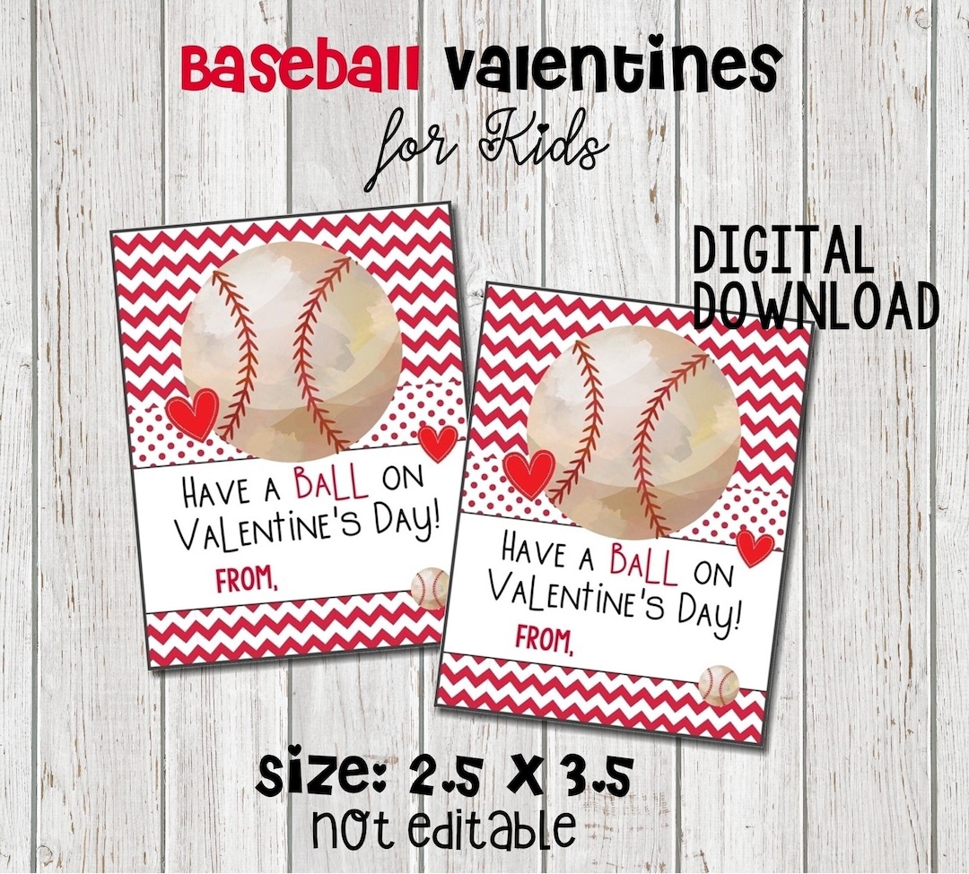 Printable Baseball Valentine's Day Cards, Kids Baseball Valentines With ...