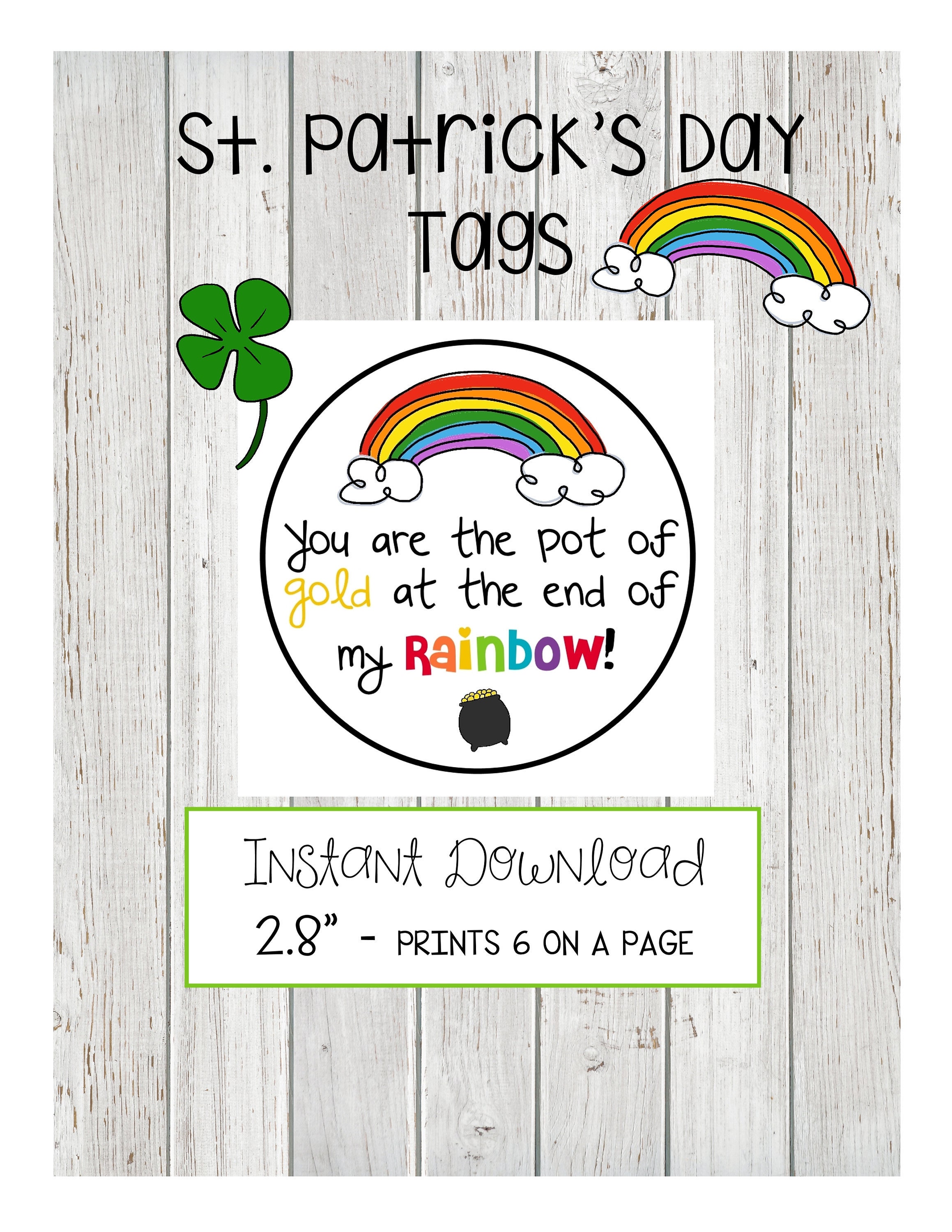 You Are the Pot of Gold at the End of My Rainbow gift tag-St. | Etsy