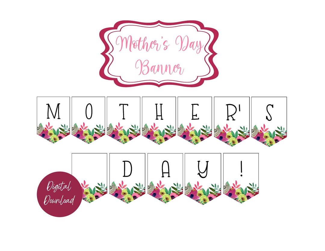 Mother's Day Banner, Printable Mother's Day Banner, Mother's Day ...