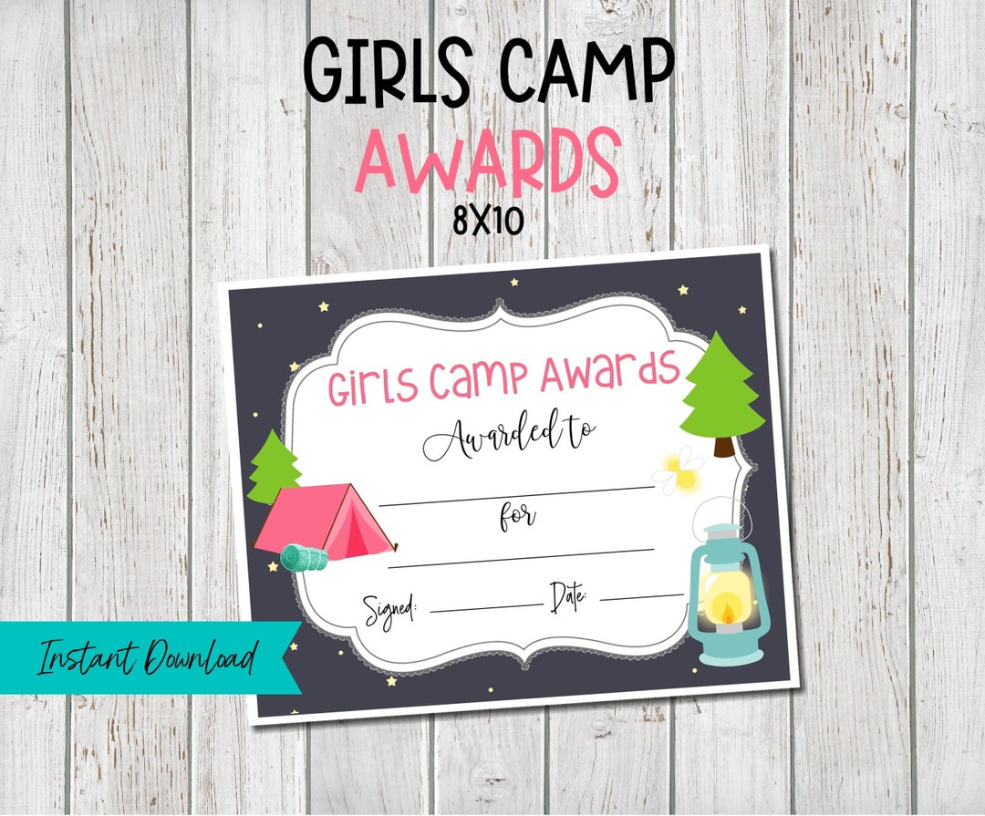 Girls Camp Award Certificates, Awards for Girls Camp, Award ...