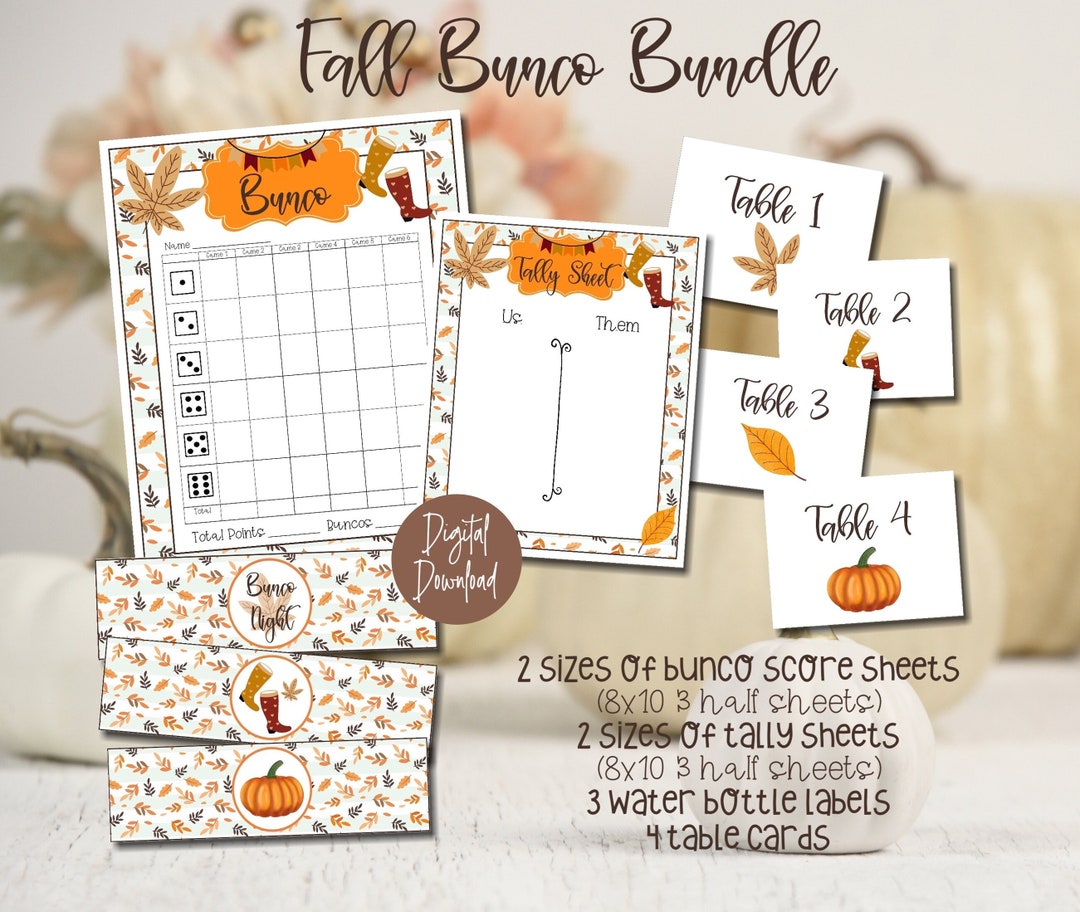 Fall Bunco Worksheets, Fall Bunco Bundle, Bunco Score Cards, Bunco ...