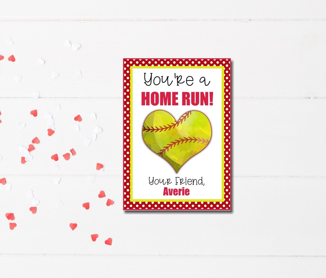 Softball Valentines Day Cards, Girls Valentines, Kids Valentines ...