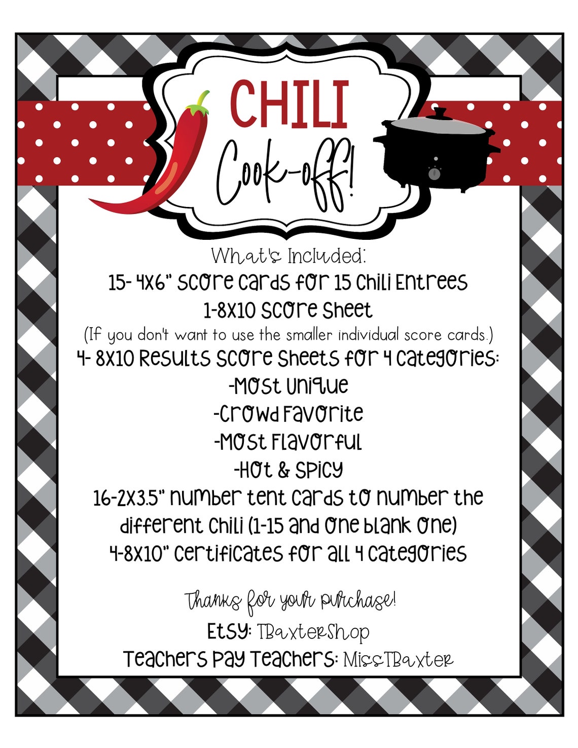 Chili Contest With 4 Categories Chili Cook-off Contest Chili - Etsy