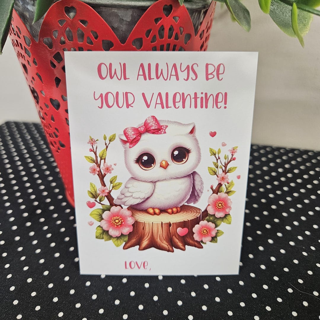 Printable Owl Valentines Day Cards for Kids, Girl Valentines, Classroom ...