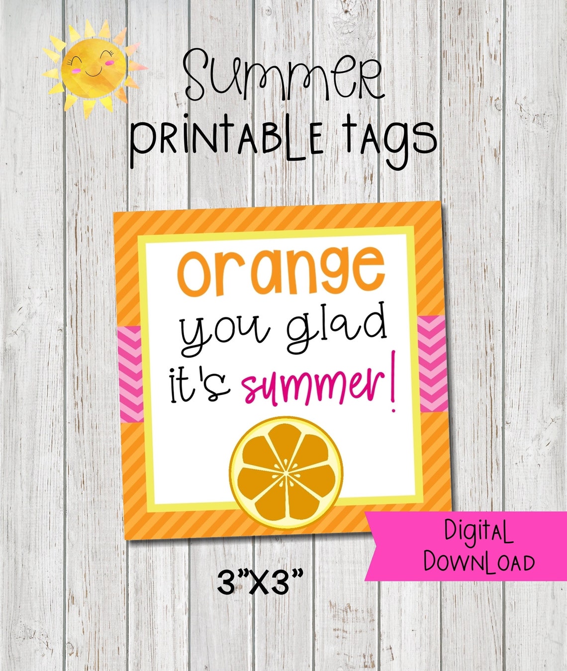 Orange You Glad It's Summer Printable Gift Tags-orange - Etsy