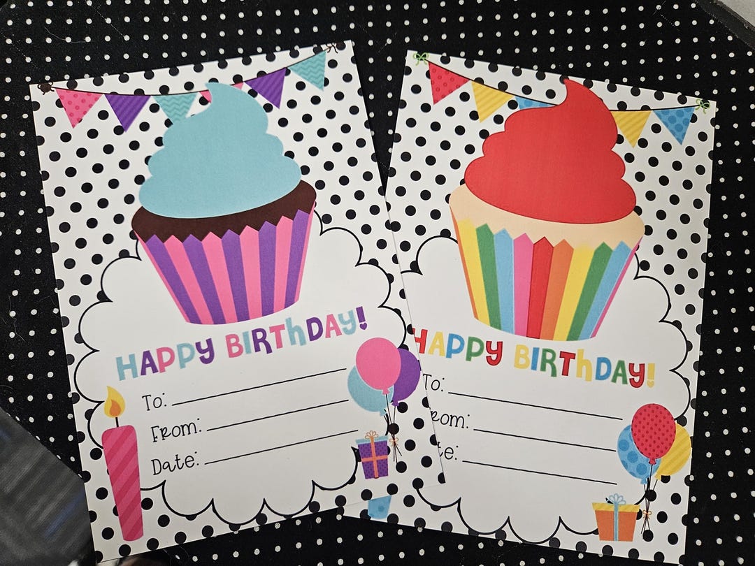 Kids Birthday Cards, Printable Birthday Cards for Students, 5x7 Cards ...