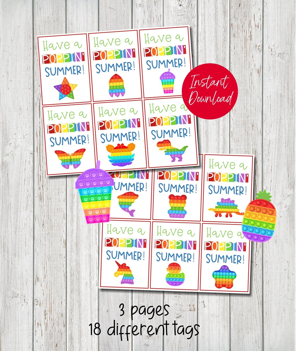 Pop Its Gift Tags for Students, Have a Poppin' Summer Gift Tags, Last ...