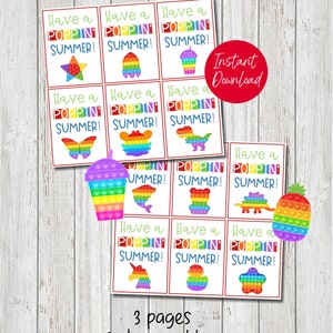 Pop Its Gift Tags for Students, Have a Poppin' Summer Gift Tags, Last ...