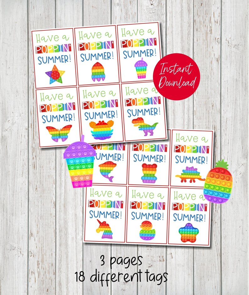 Pop Its Gift Tags for Students, Have a Poppin' Summer Gift Tags, Last ...