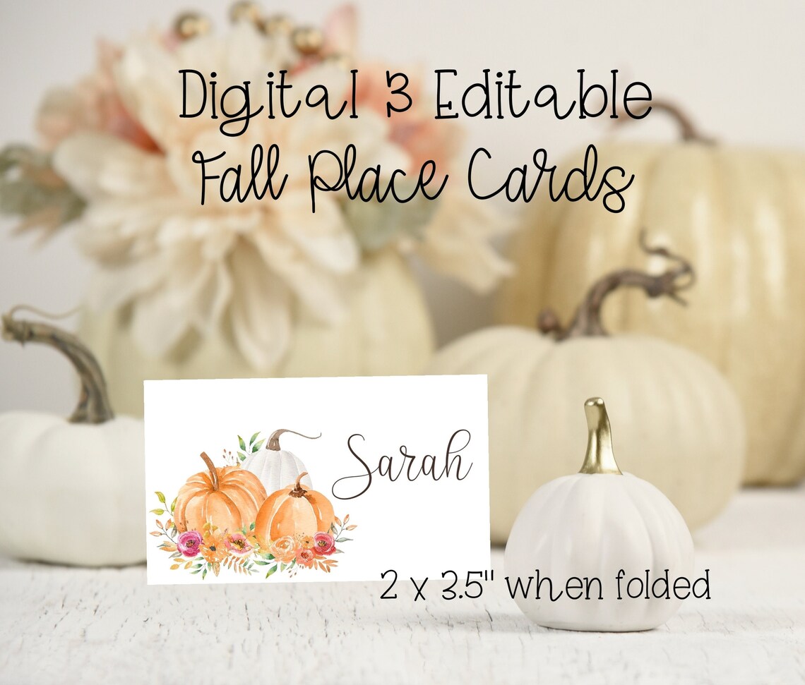 Digital Place Cards for Thanksgiving Fall Place Cards - Etsy