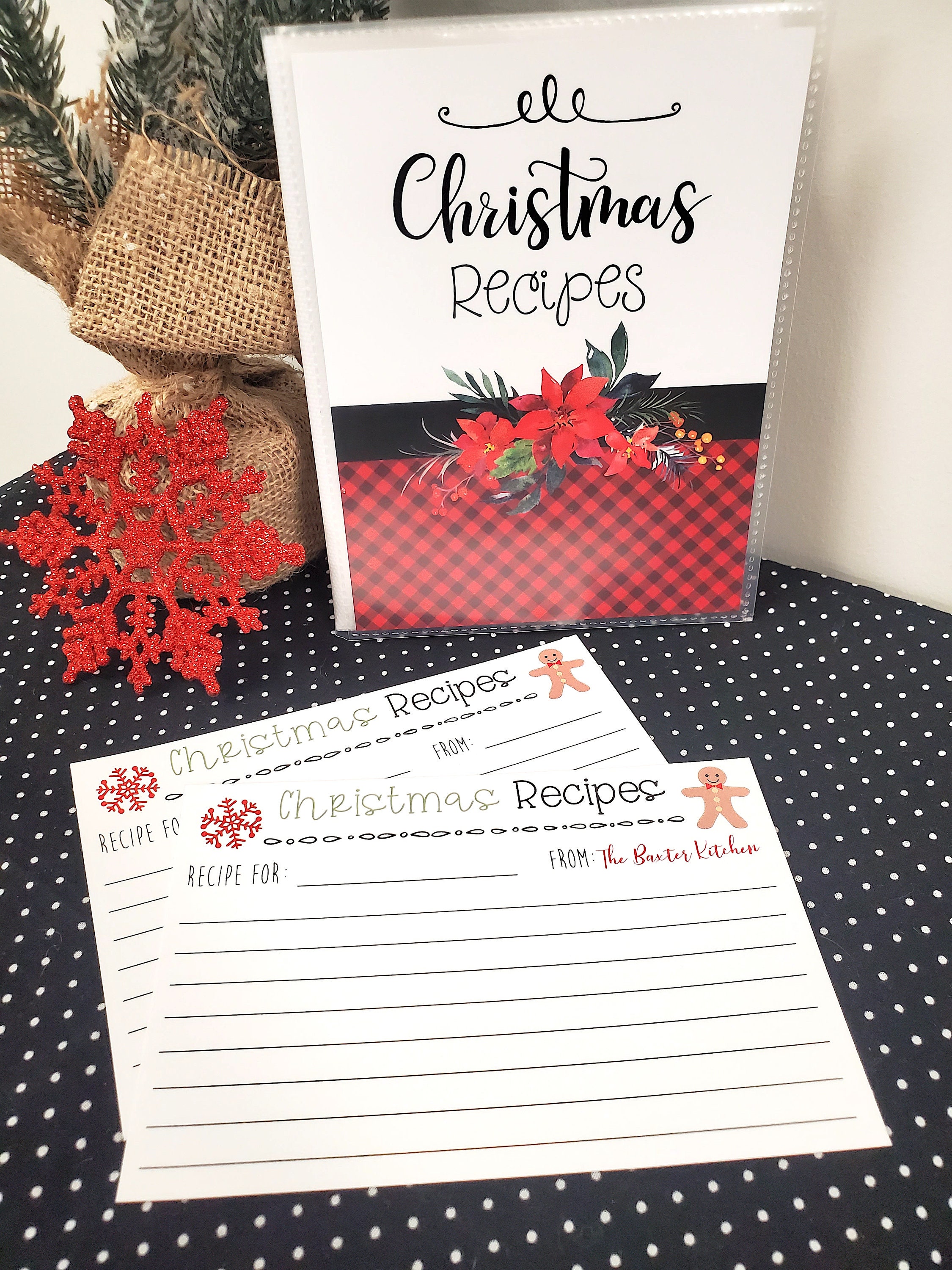 Christmas Recipe Book, Christmas Recipes, 4x6 Recipe Cards, 4x6 Recipe ...