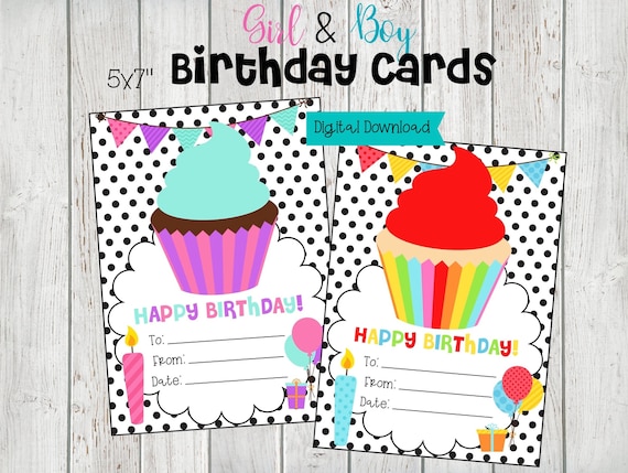 Kids Birthday Cards Printable Birthday Cards for Students - Etsy