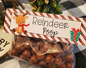 Reindeer Poop Brights Gift Tag Label Printable Party - Etsy
