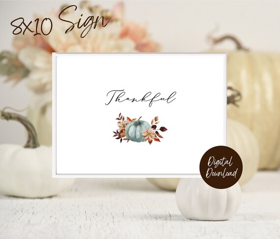 8x10 Thankful Sign for Thanksgiving Printable Thanksgiving - Etsy