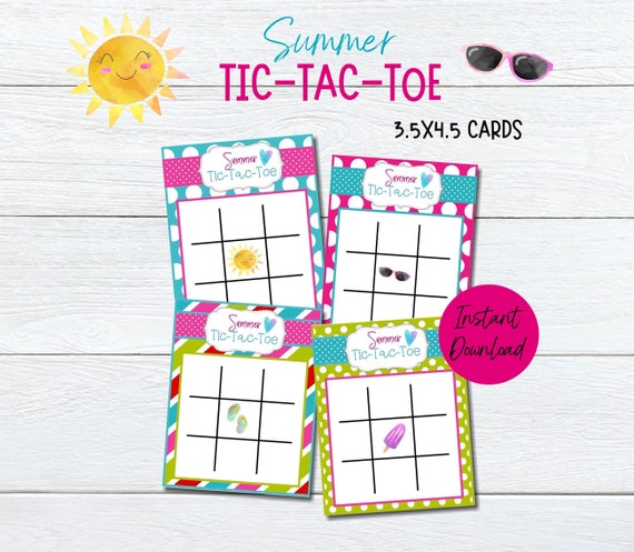 Tic-tac-toe Summer Printable Games Summer Party Favors | Etsy