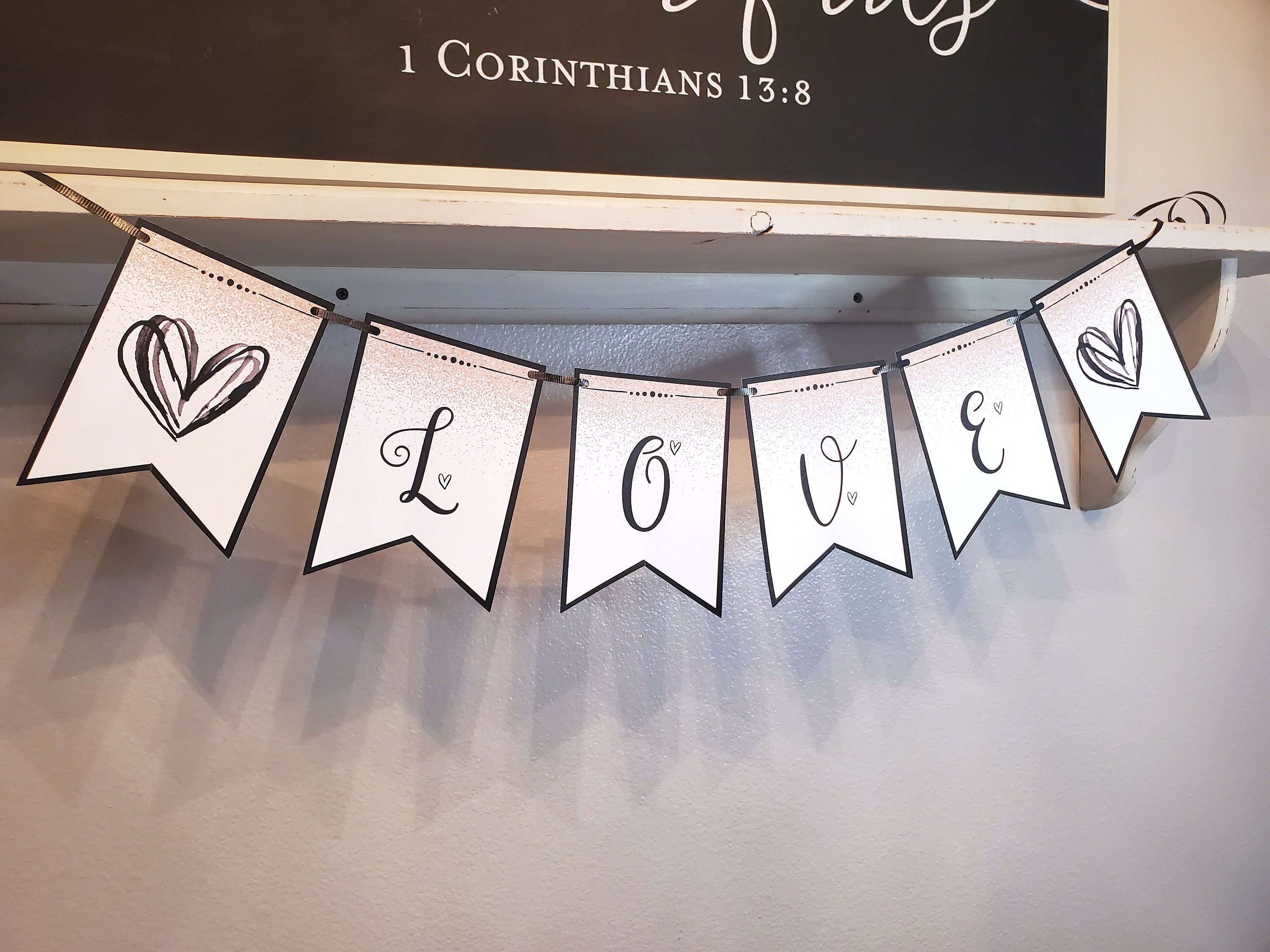 Black and White Printable Love Banner Valentines Banners | Etsy