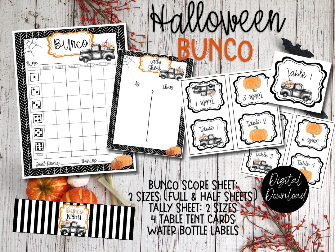 Halloween Bunco Night Score Sheets Bundle, Halloween Bunco Printables ...