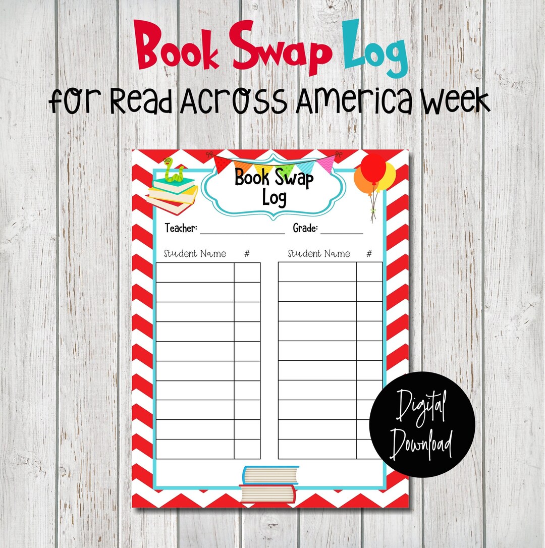 Reading Book Log, Book Swap Log, Read Across America Book Log, School ...