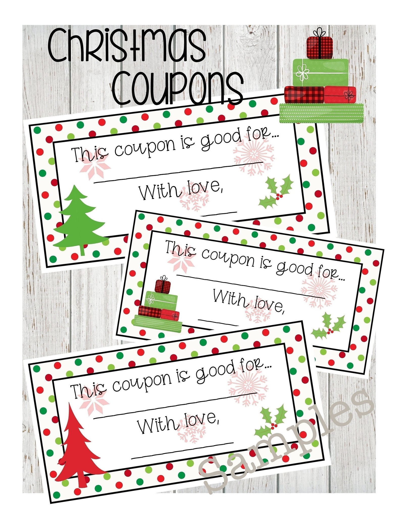 Christmas Coupons Christmas Gift Coupons Stocking Stuffer - Etsy