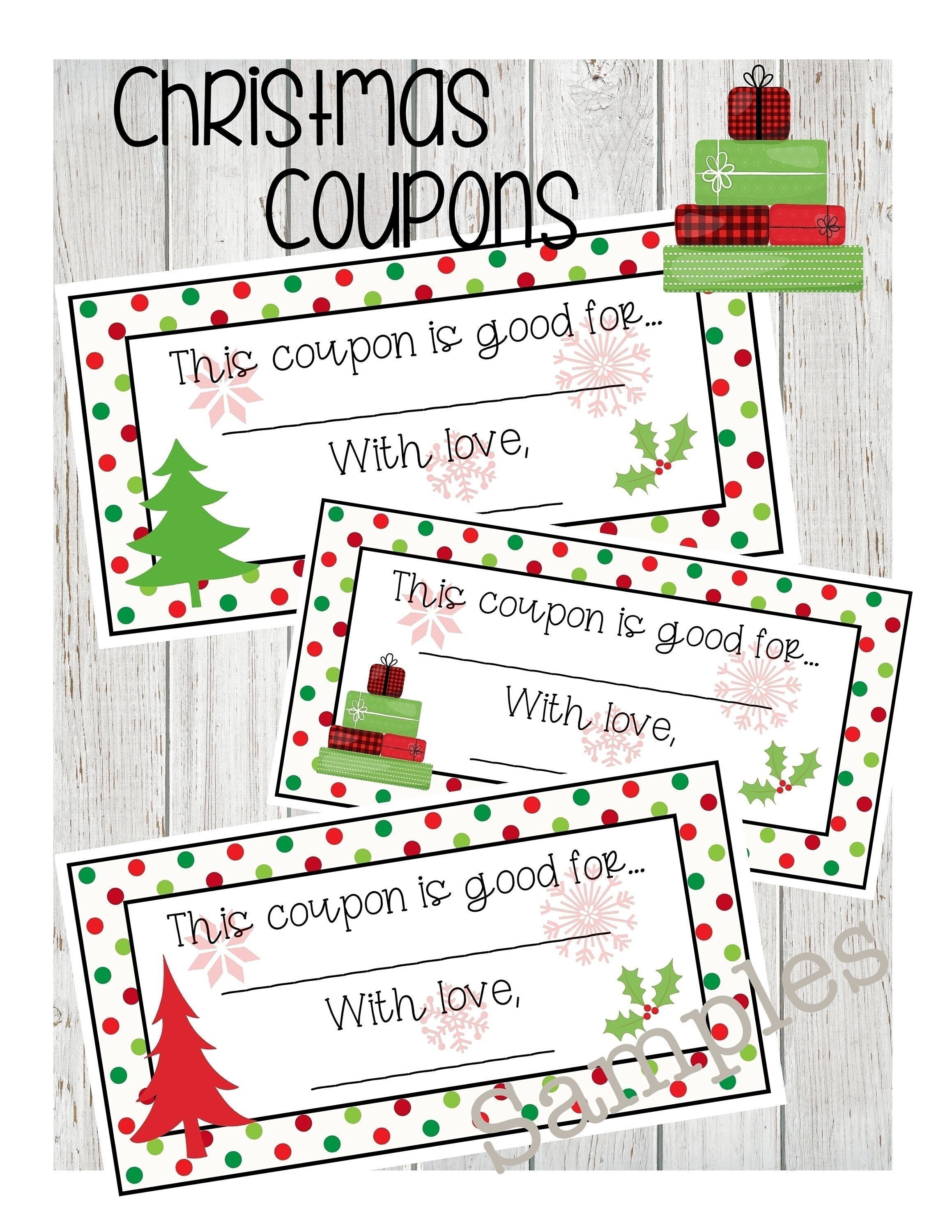 Christmas Coupons Christmas Gift Coupons Stocking Stuffer | Etsy