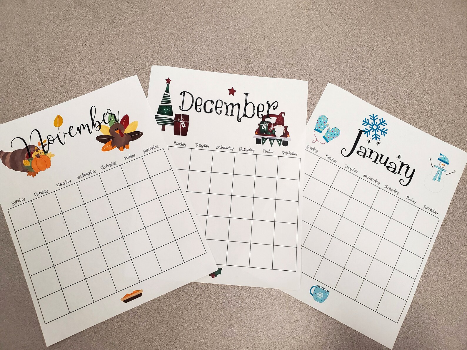 Printable Calendars for the Year With No Dates, Blank Monthly Calendars ...