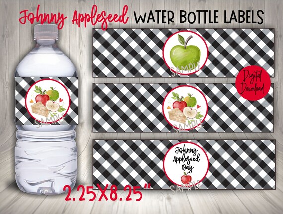 Johnny Appleseed Water Bottle Labels Johnny Appleseed Day - Etsy