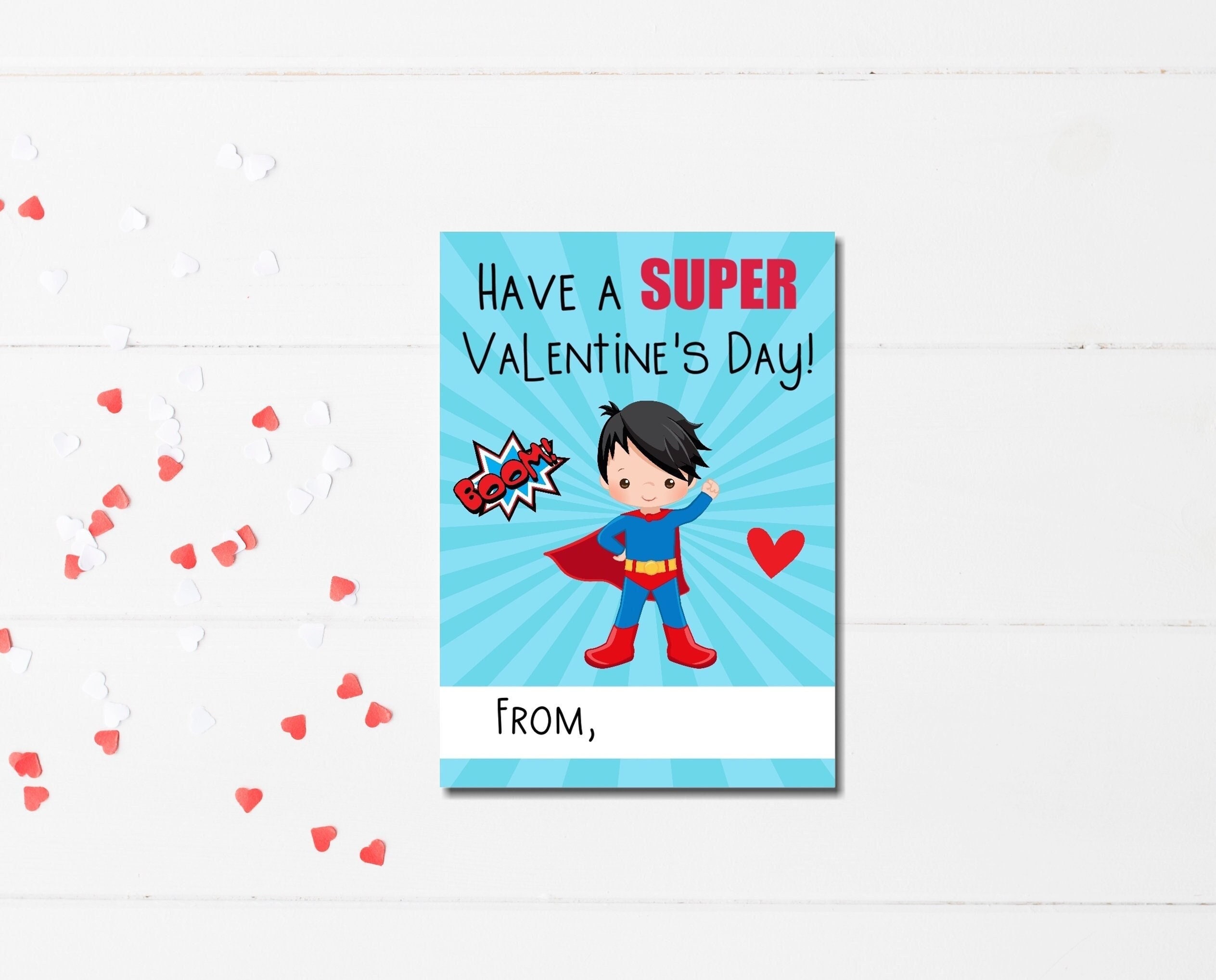 Superhero Valentine's Day Cards, Kids Superhero Valentines, Kids ...