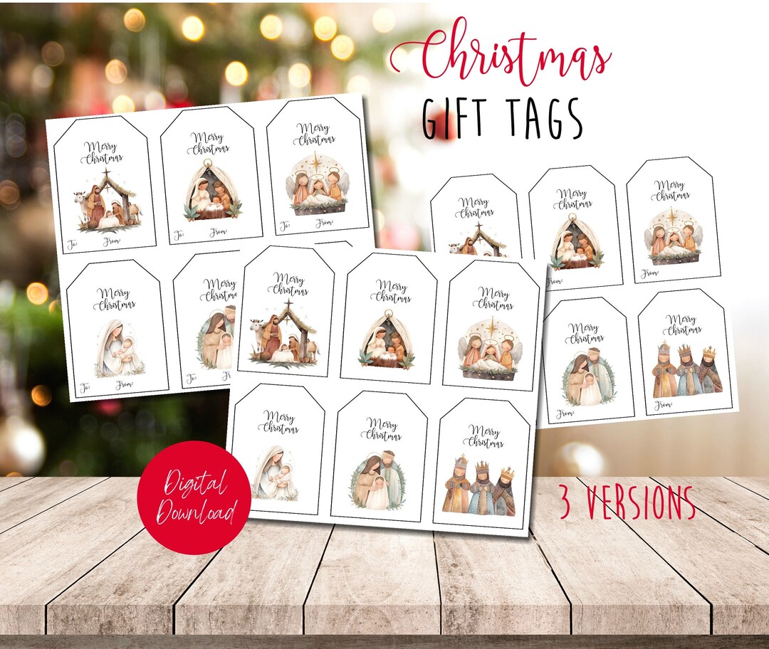 Nativity Christmas Gift Tags, Printable Tags for Christmas Gifts ...