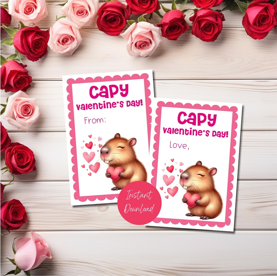 Capy Valentine's Day Printable | Capybara Valentine Card for Kids ...