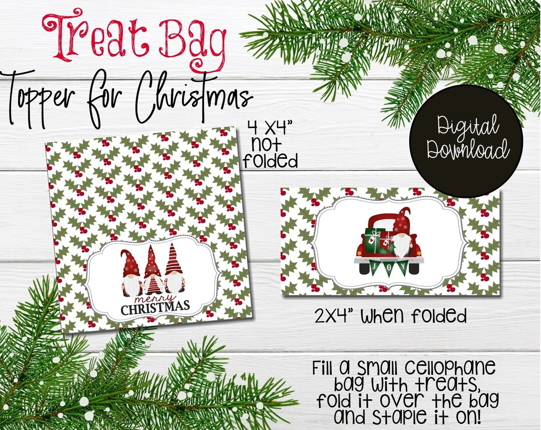 Christmas Bag Topper, Christmas Party Favor Bags, Christmas Gnomes ...
