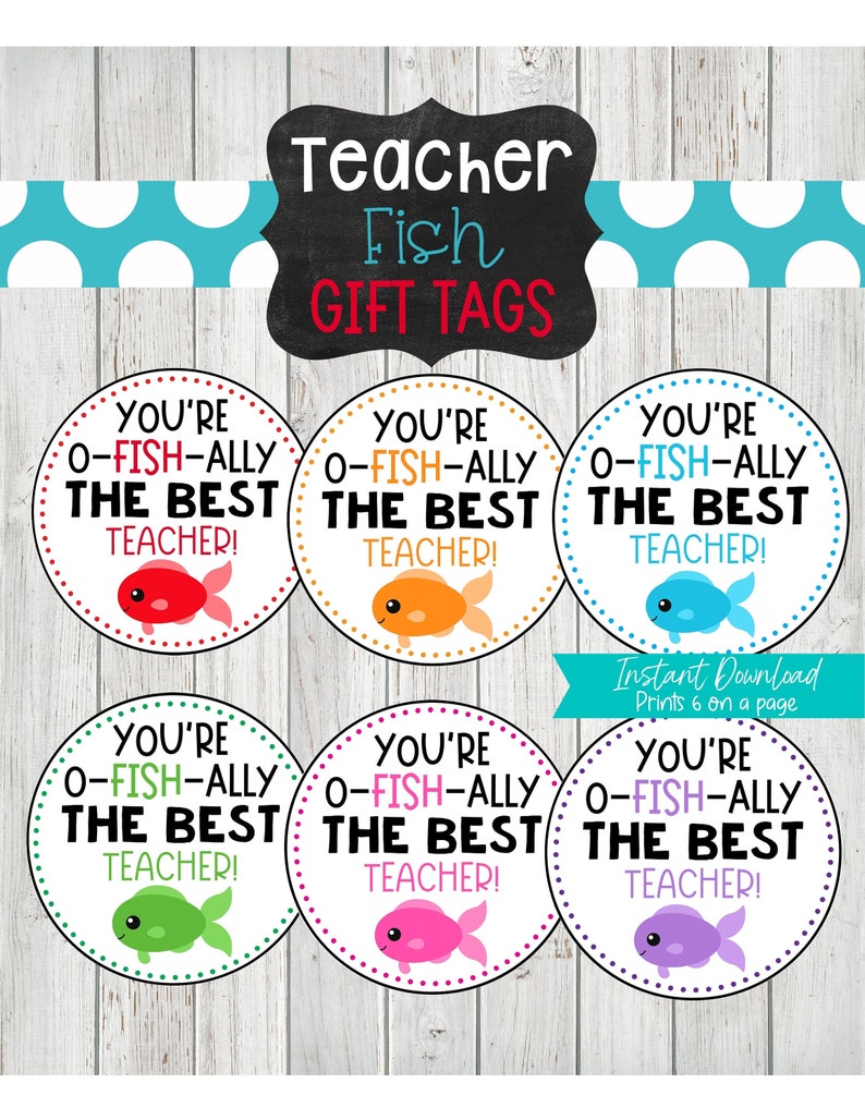 Teacher Gift Tags You're O-fish-ally the Best Teacher - Etsy