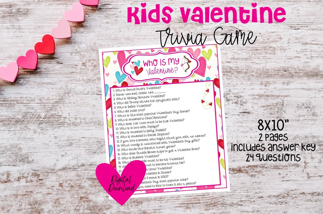 Valentine's Day Trivia Game, Who is My Valentine Game, Printable ...