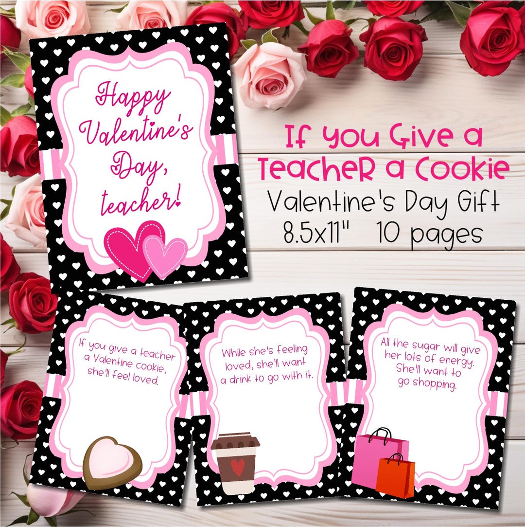 If You Give a Teacher a Cookie Printable Gift Book, Valentine's Day ...