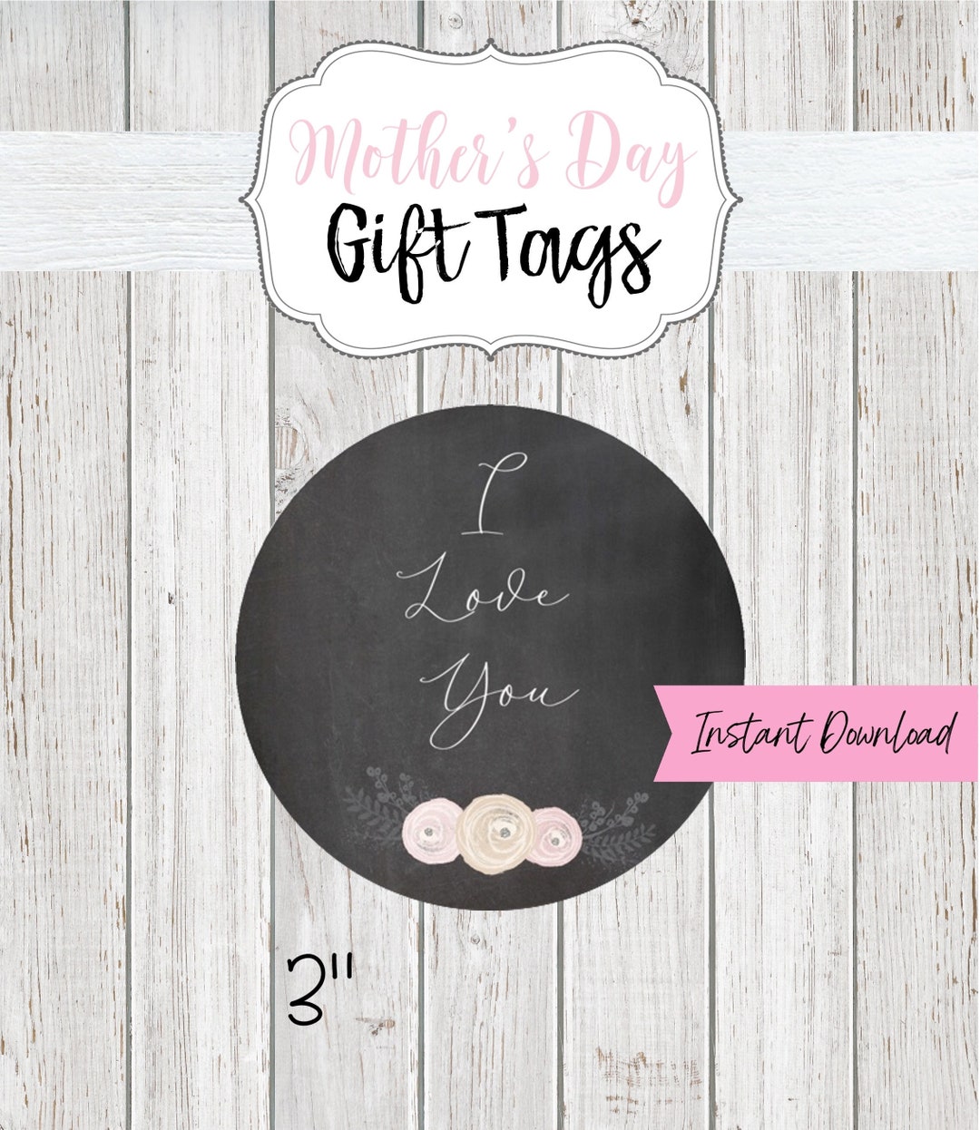 I Love You Gift Tags, Round Chalkboard Gift Tags, Mother's Day Gift ...