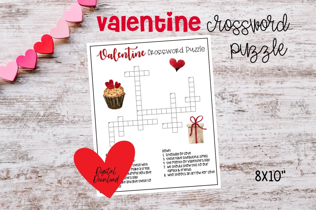 Crucigrama de San Valentín, crucigrama imprimible para el día de San ...