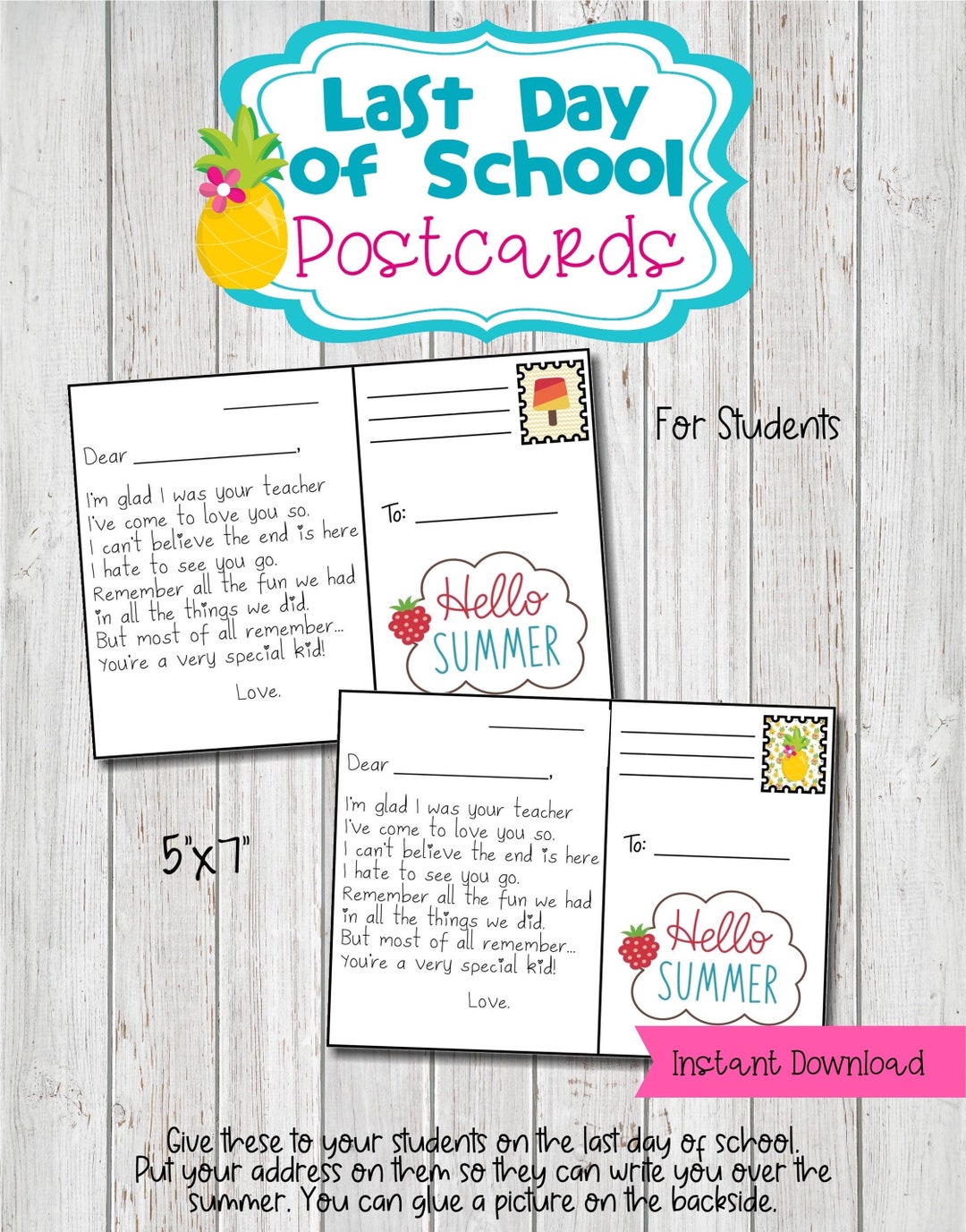 Student Postcards-teacher Postcards-last Day of School Postcards-end of ...