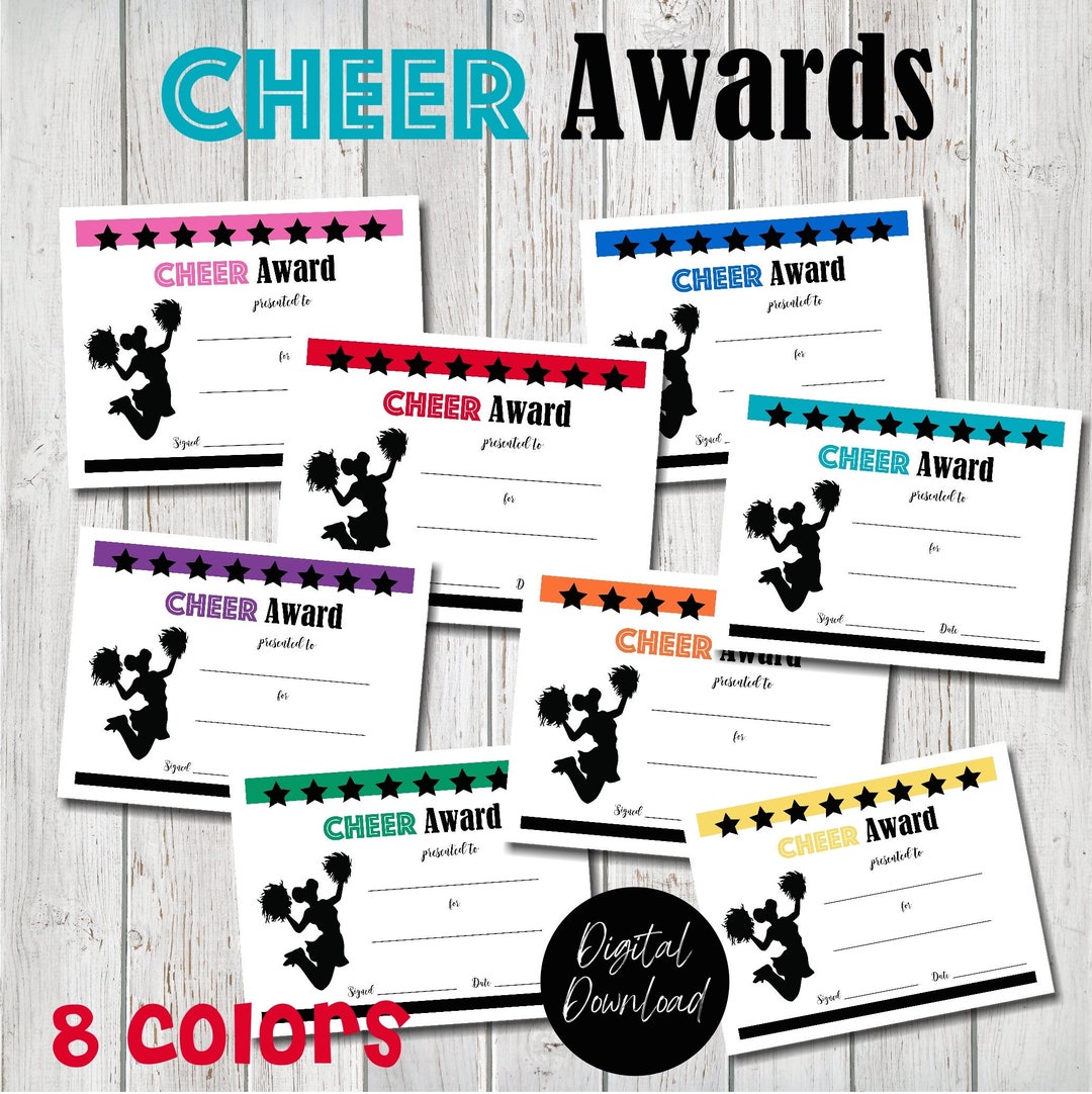 Cheer Awards, Cheer Certificates, Printable Cheer Certificates, Cheer ...