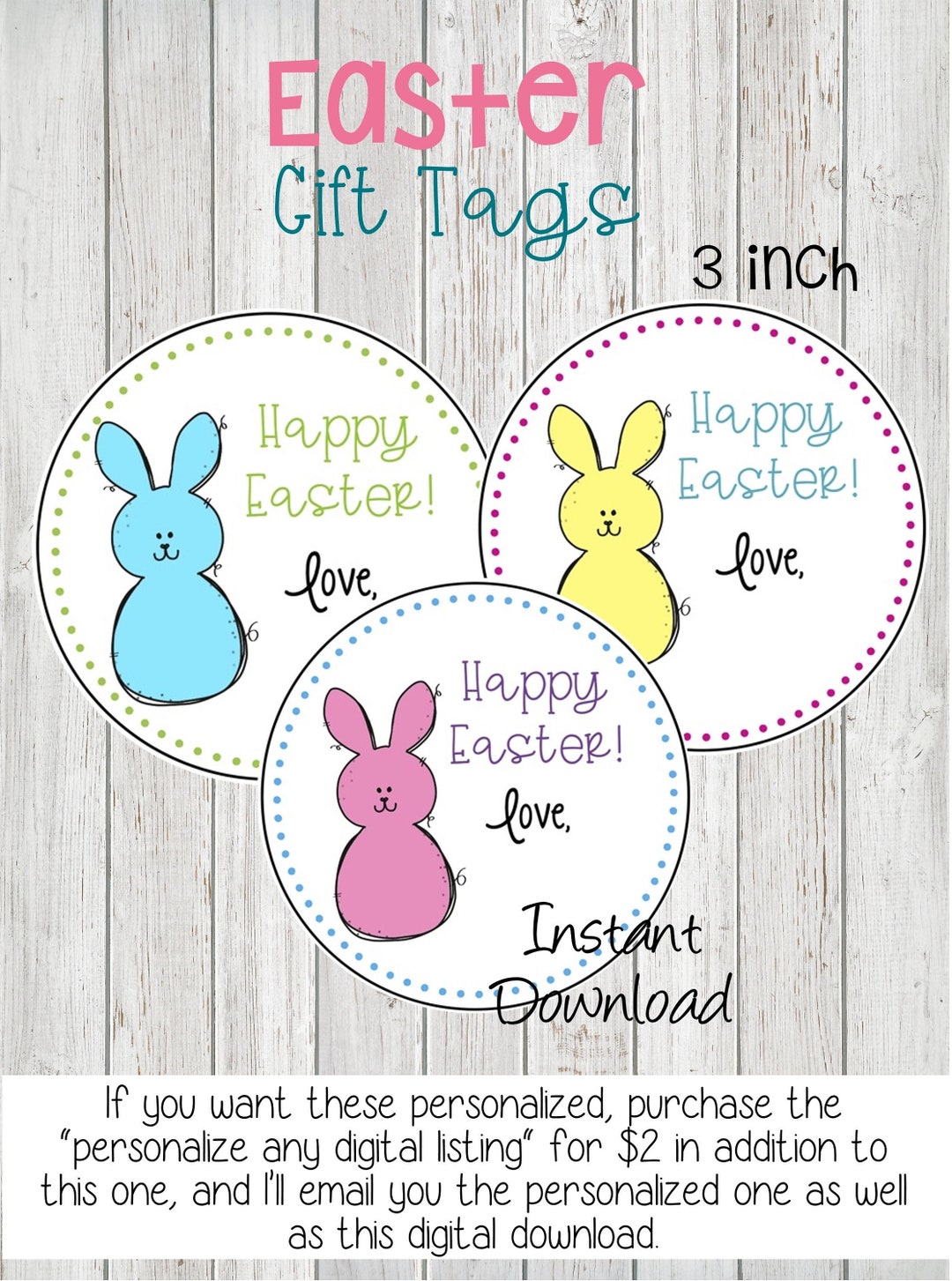Easter Gift Tags for Kids, Student Happy Easter Peep Gift Tags, Digital ...