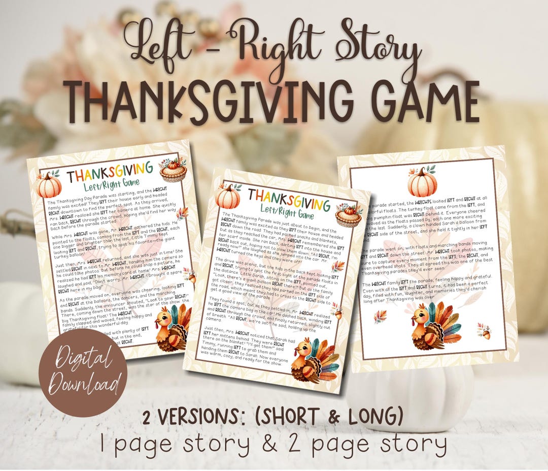 Left-right Thanksgiving Game, Pass the Pumpkin Game for Thanksgiving ...