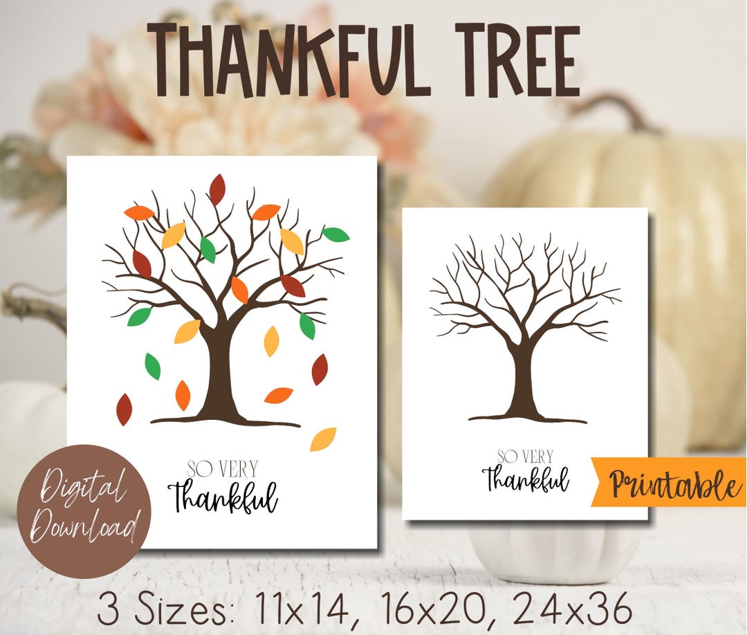 Thankful Tree Poster With Gratitude Leaves - Thanksgiving Activity for ...