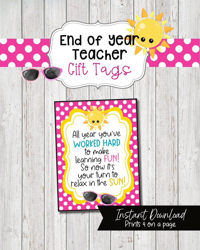 Teacher Gift Tags for the Last Day of School End of School - Etsy