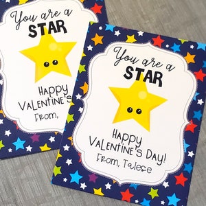 Printable Kids Star Valentine's Day Cards, Star Valentines, You Are a ...