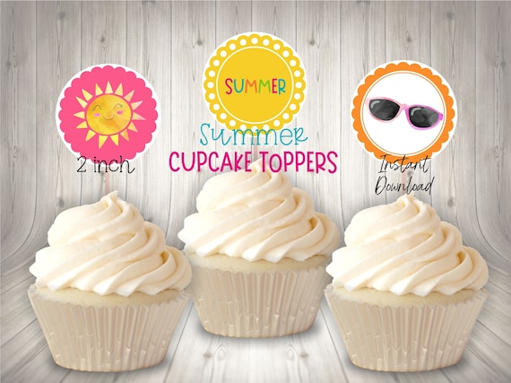 Summer Cupcake Toppers Printable Cupcake Toppers for Summer | Etsy