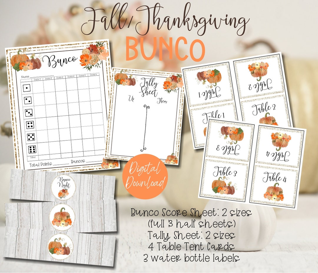 Thanksgiving Bunco Worksheets, Thanksgiving Bunco Night, Thanksgiving ...