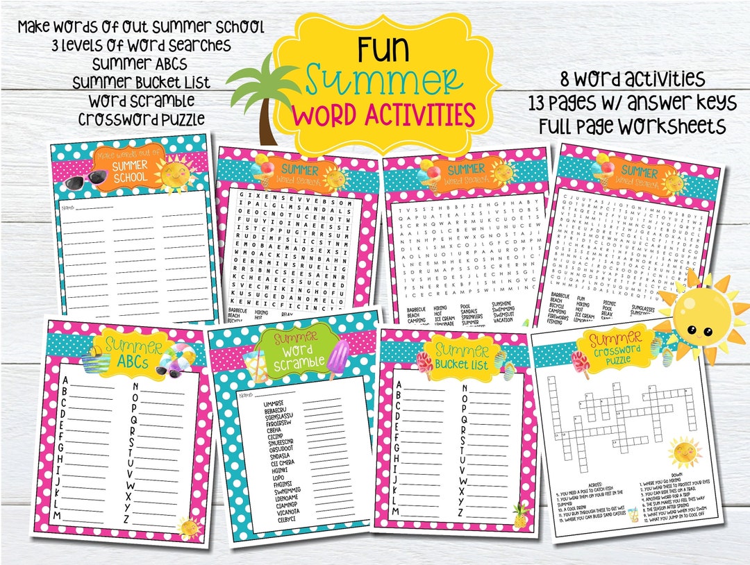 Summer Word Activities, Kids Summer Worksheets, Fun Summer Pages ...