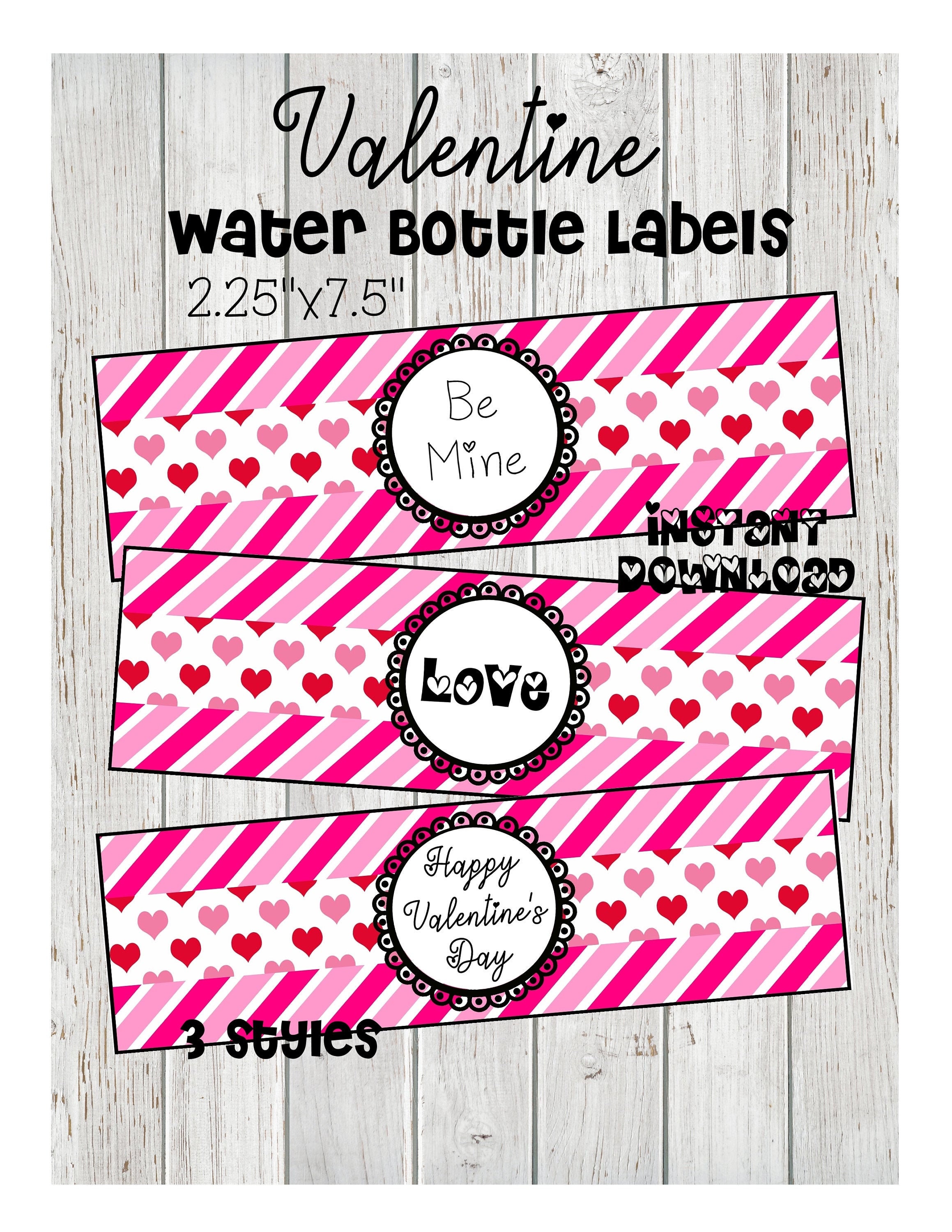 Printable Valentine Drink Labels Water Bottle Labels Happy | Etsy