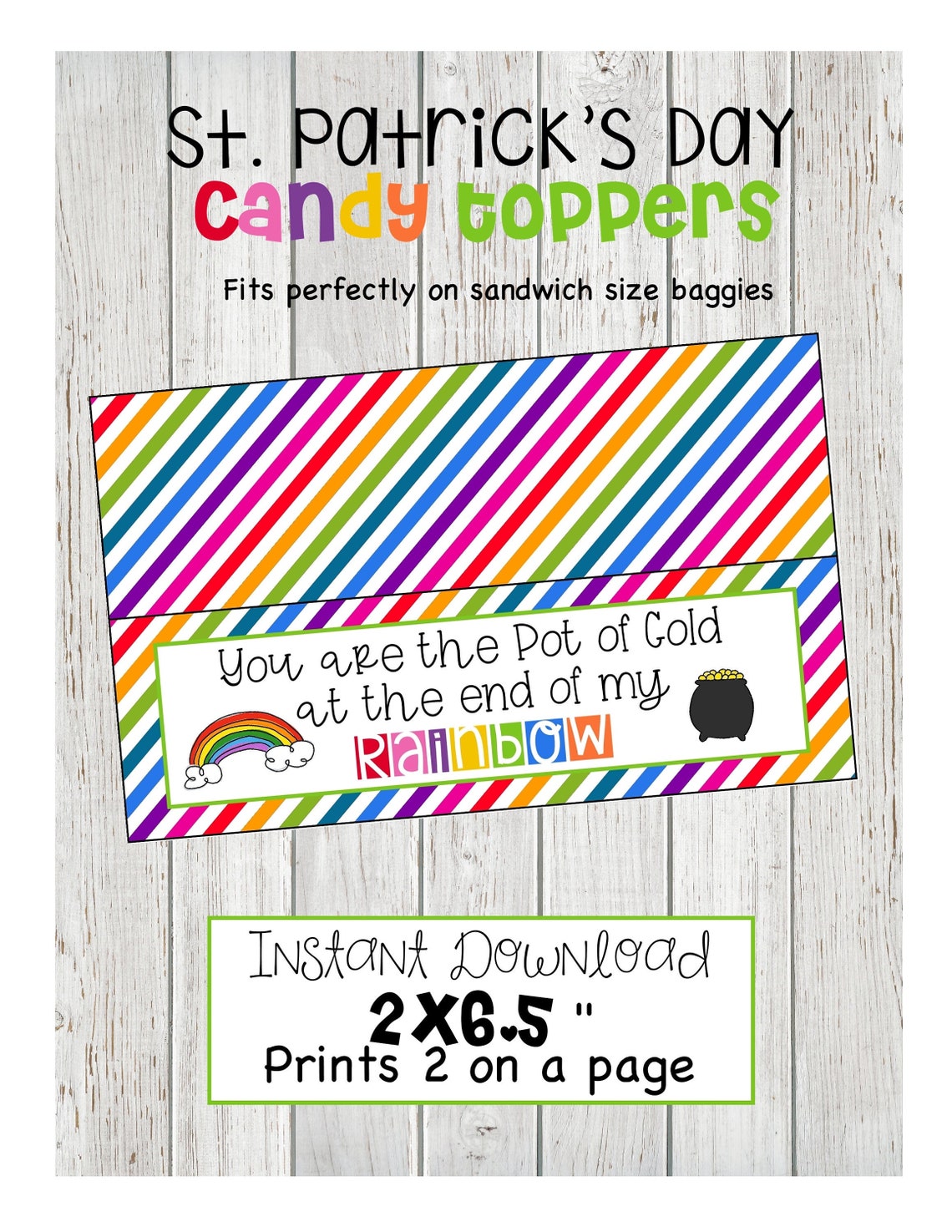 St. Patrick's Party Favor Bag Topper, Candy Bag Topper, You Are the Pot ...