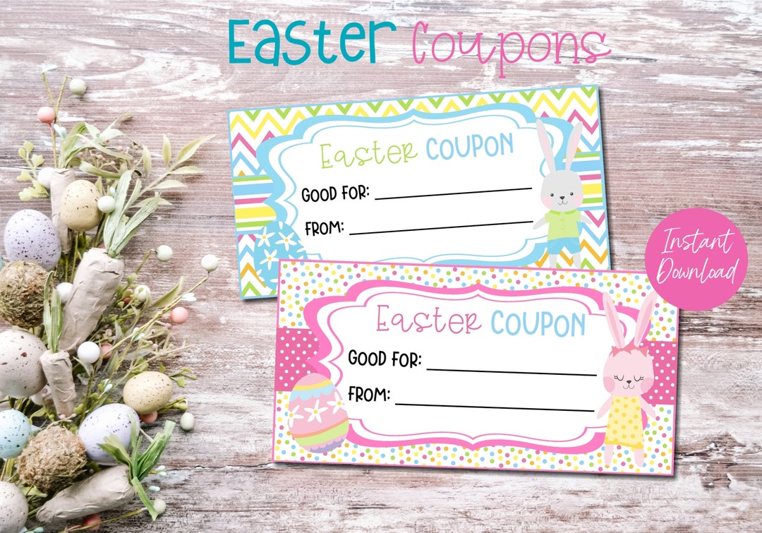 Easter Coupons, Printable Easter Coupons for Kids, Boy and Girl Easter ...