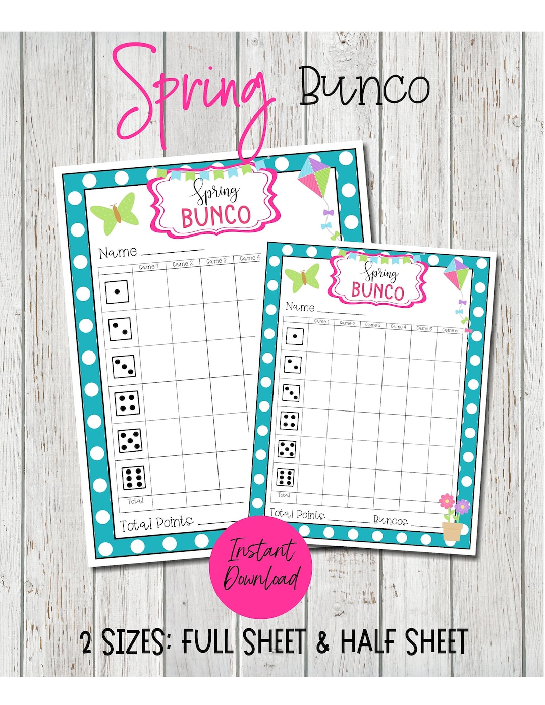 Spring Bunco Worksheets, Turquoise Bunco Worksheets for Spring, May ...