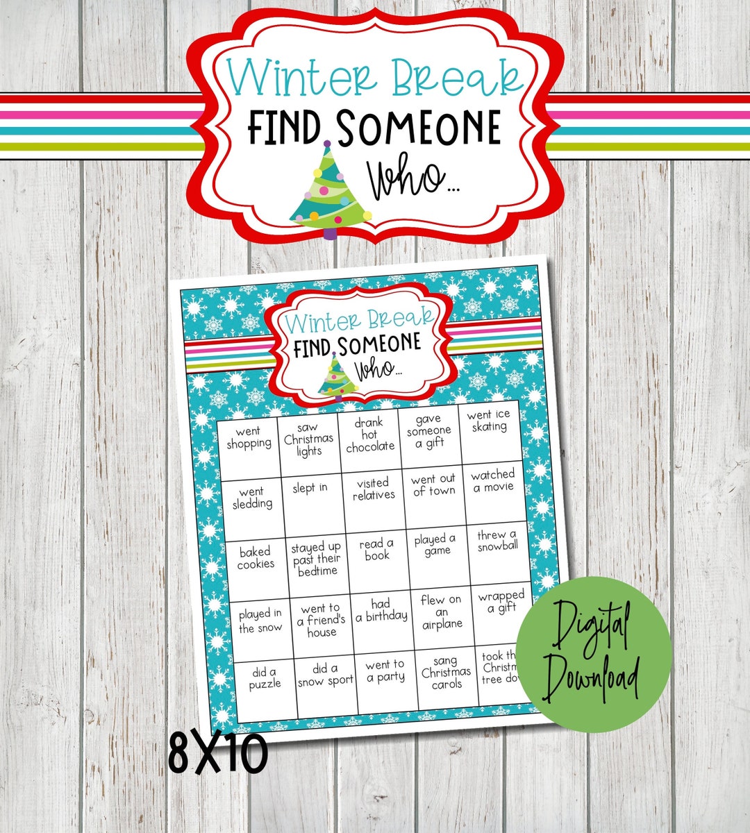 Winter Break School Game, Find Someone Who Game, Winter Game for School ...